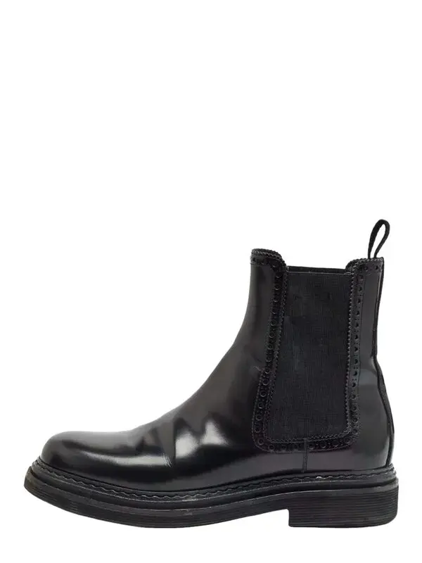 Dolce & Gabbana Brogue Detail Leather Chelsea Boots - Black