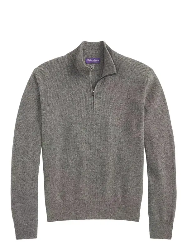 Ralph Lauren Purple Label Cashmere Quarter-zip Sweater - Grey