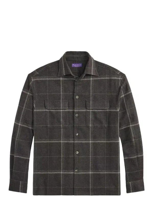 Ralph Lauren Purple Label Check-pattern Flap-pocket Shirt - Grey