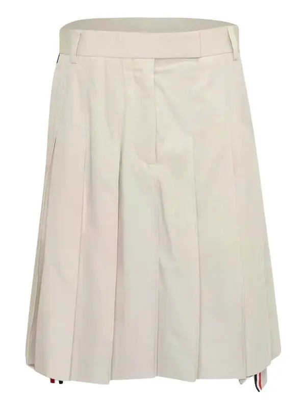 Thom Browne Cotton Suiting Pleated Skirt - Neutrals