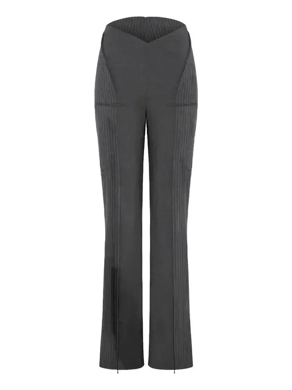 SRVC STUDIO Cocoon Asymmetric Pinstripe Trousers - Grey