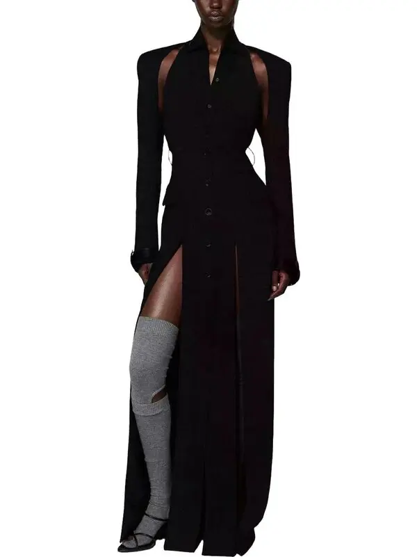 SRVC STUDIO Serpentine Shoulder Cut-out Coat - Black