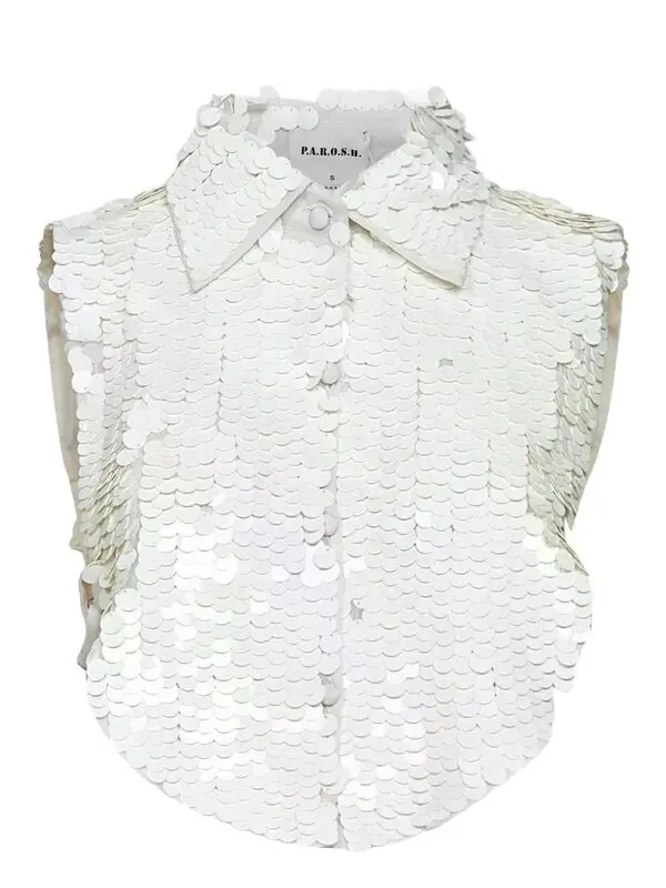 P.a.r.o.s.h Sleeveless Sequin Embellished Shirt - White