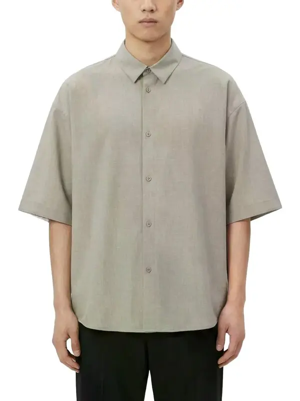 Fear Of God Silk-blend 3/4 Sleeve Button-up Shirt - Grey