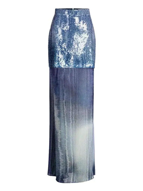 Silvia Tcherassi Amalia Sequin-embellished Moiré Maxi Skirt - Blue