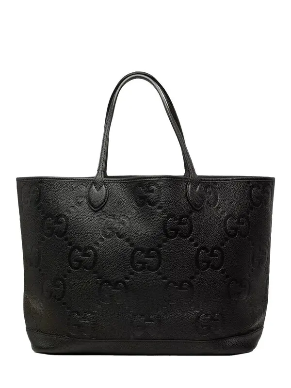 Gucci Jumbo Gg Embossed Calfskin Tote Bag - Black