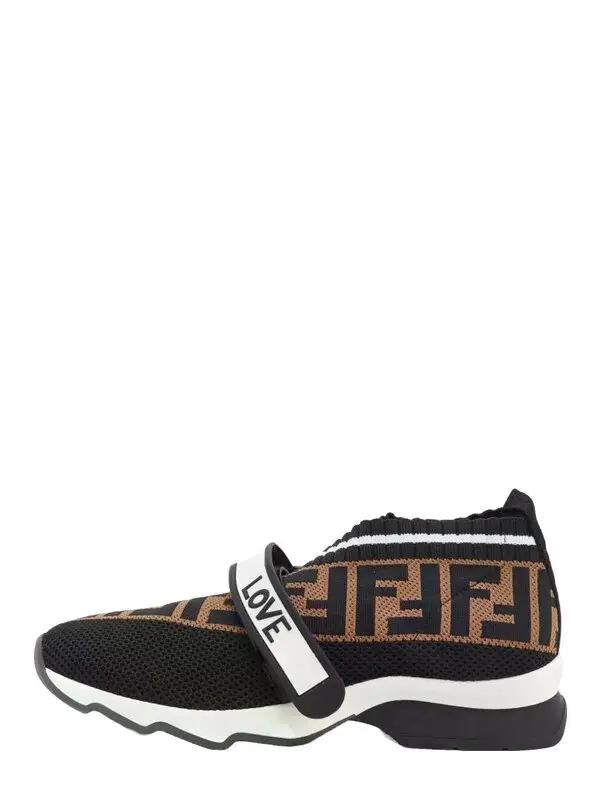 Fendi Rockoko Ff Monogram Knit Touch-strap Sneakers - Black