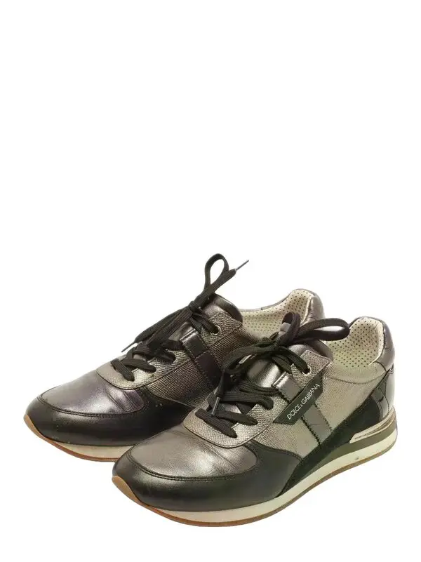 Dolce & Gabbana Leather Lace-up Sneakers - Black