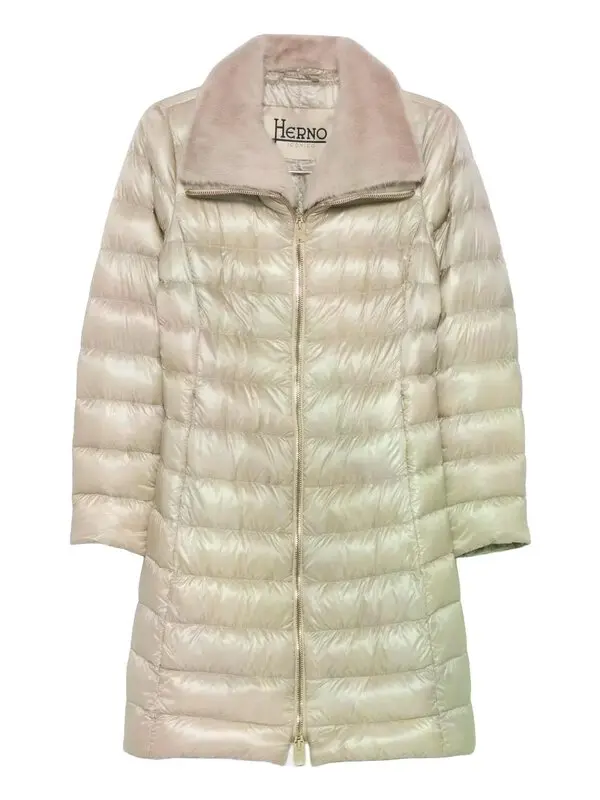 Herno Faux-fur Collar Quilted Down Coat - Neutrals