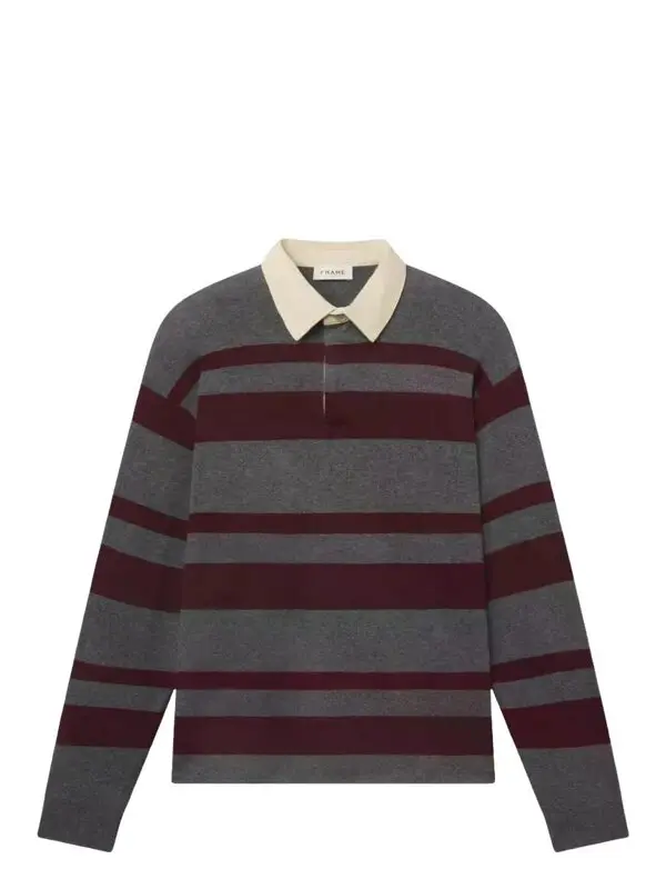 FRAME Striped Polo-collar Sweater - Grey
