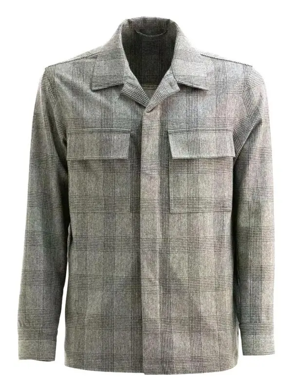 CRUNA Bruges Check-pattern Overshirt - Grey