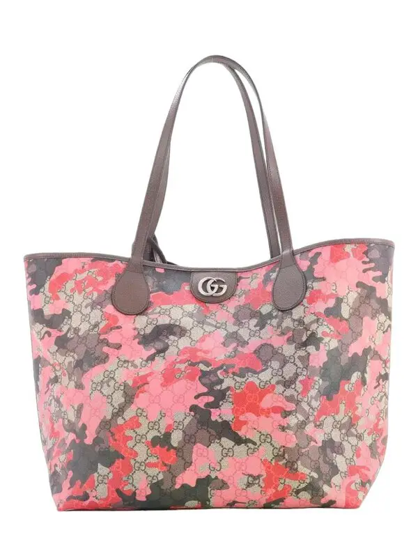 Gucci Gg Open Gg Camouflage Coated Canvas Large Tote Bag - Brown