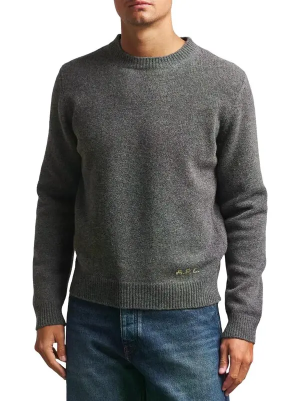 A.p.c. Logo Detail Wool Sweater - Grey