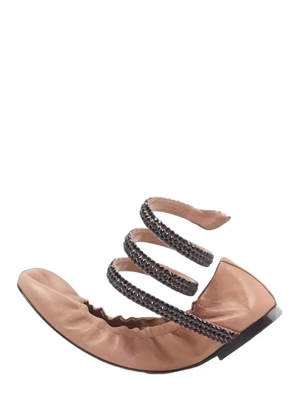 Rene Caovilla Cleo Ankle-wrap Ballet Flats - Neutrals