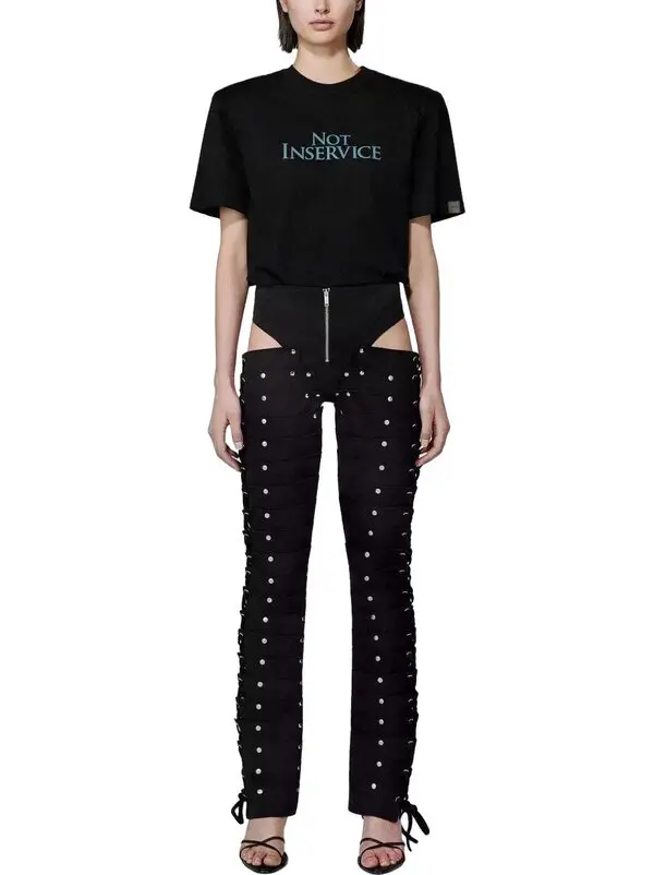 SRVC STUDIO Graphic-print Padded-shoulder T-shirt - Black