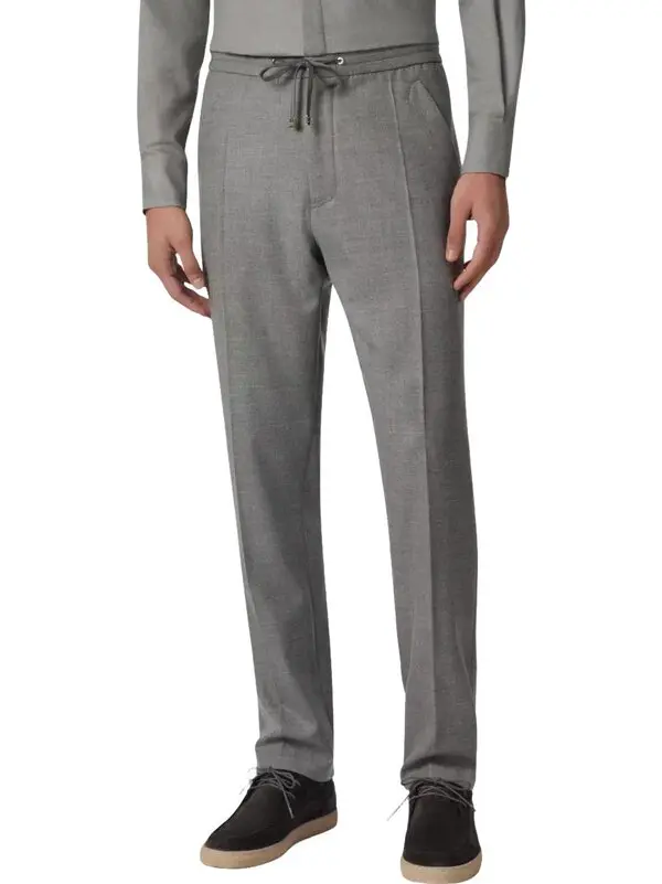 BRETT JOHNSON Tapered Drawstring Waist Trousers - Grey