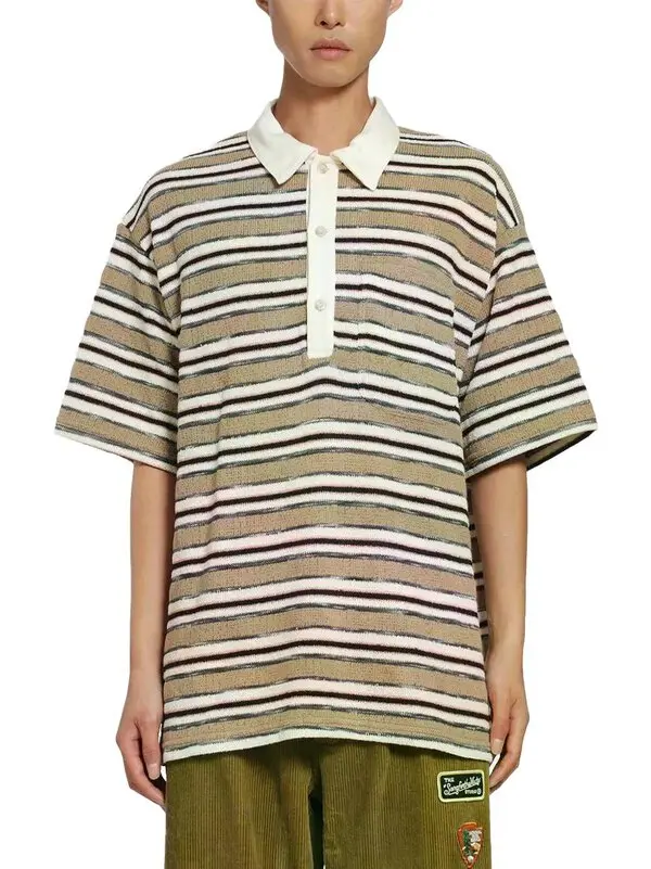 SONG FOR THE MUTE Gym Striped Polo Shirt - Brown