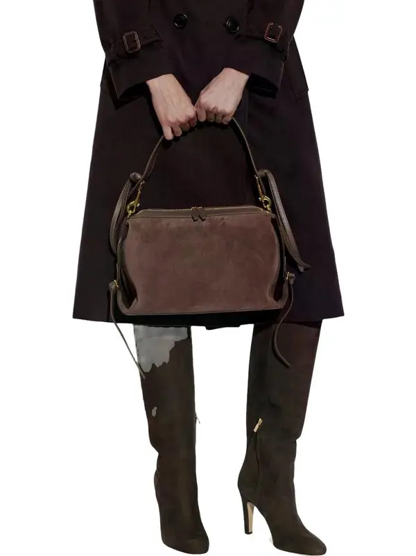 Yuzefi Bento Suede Shoulder Bag - Brown