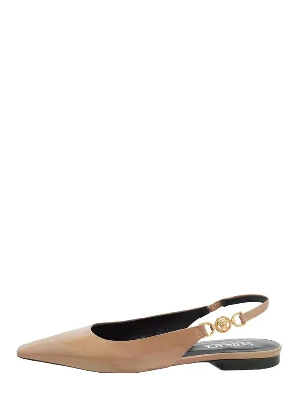 Versace Medusa Patent Leather Slingback Flats - Neutrals