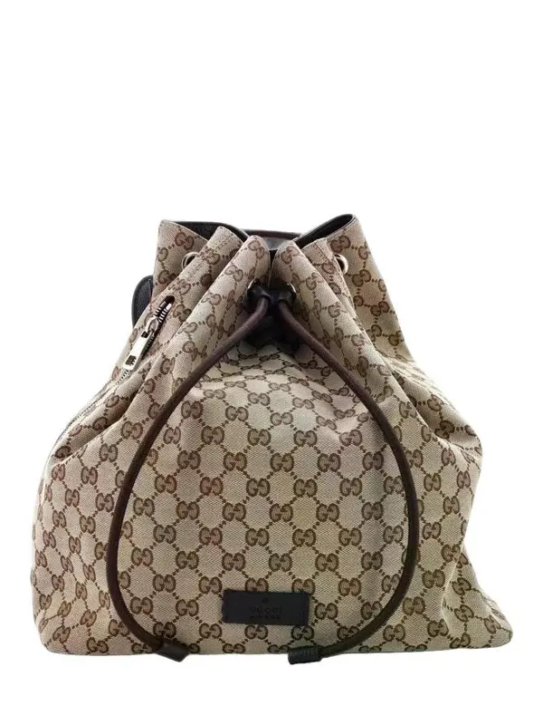 Gucci Gg Canvas Medium Drawstring Backpack - Brown