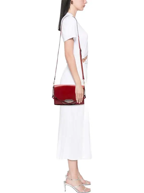 Burberry Leather And House Check Canvas Crossbody Bag - Red