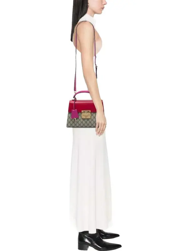 Gucci Gg Supreme Padlock Satchel - Neutrals