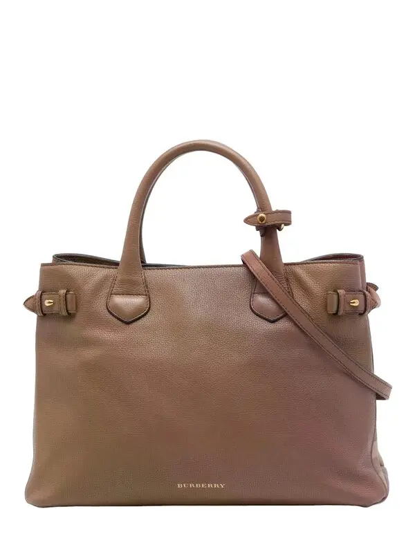 Burberry Calfskin And House Check Banner Satchel - Brown