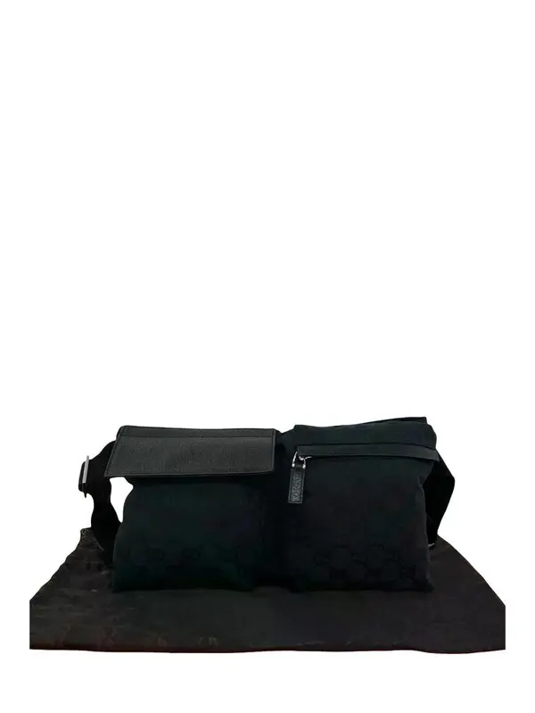 Gucci Gg Canvas Double Pocket Belt Bag - Blue