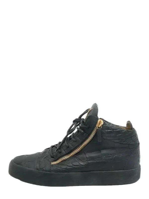 GIUSEPPE ZANOTTI Croc-embossed Leather High-top Sneakers - Black