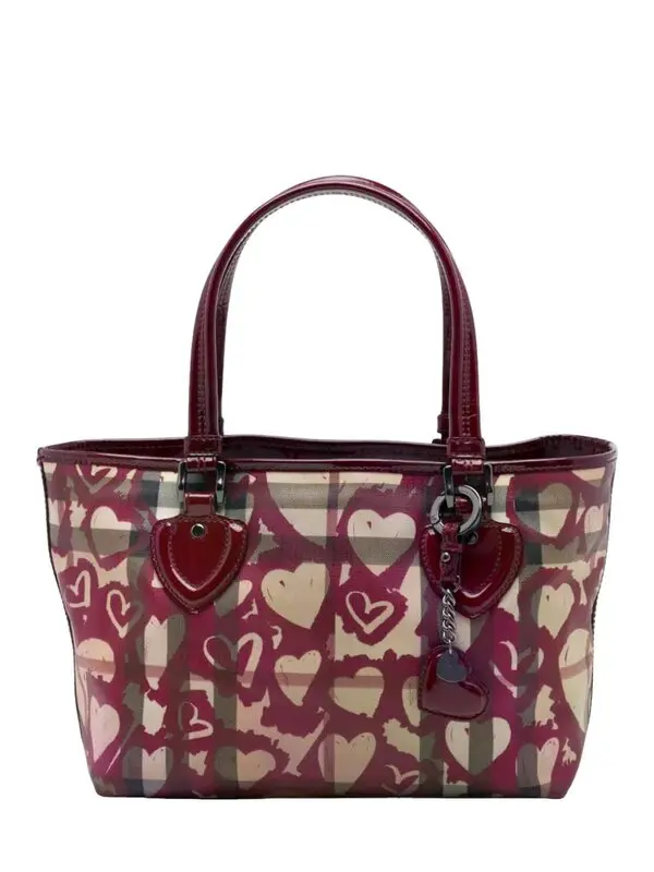 Burberry Coated Canvas Hearts Gracie Tote Bag - Red