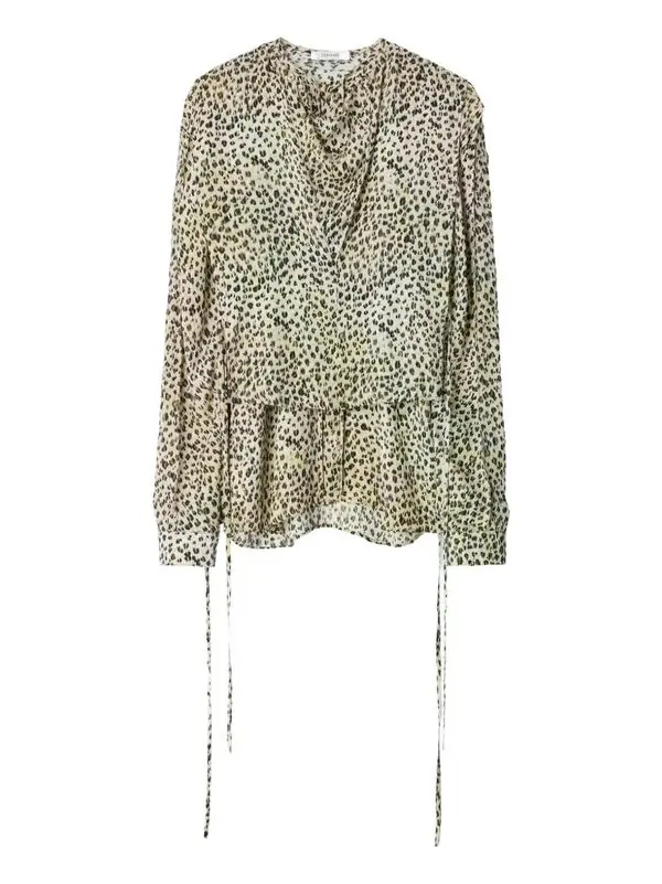 LEMAIRE Lemiare Layered Leopard Print Viscose Blouse - Neutrals