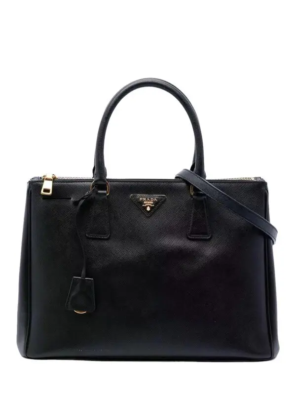 Prada Saffiano Lux Galleria Double Zip Satchel - Black
