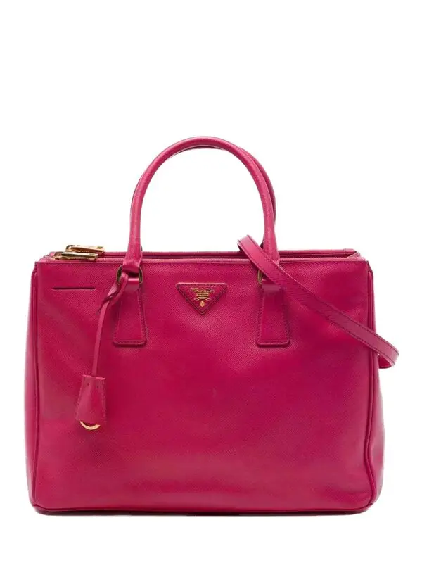 Prada Saffiano Lux Galleria Double Zip Tote Satchel - Pink