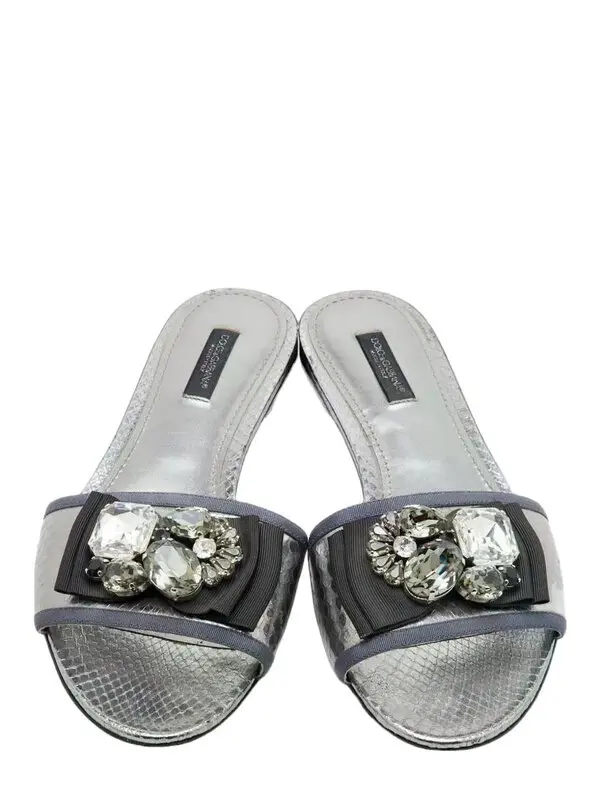 Dolce & Gabbana Sofia Crystal-embellished Slip-on Sandals - Silver
