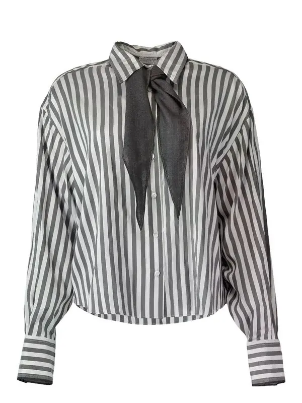 Brunello Cucinelli Striped Relaxed Fit Shirt - Grey