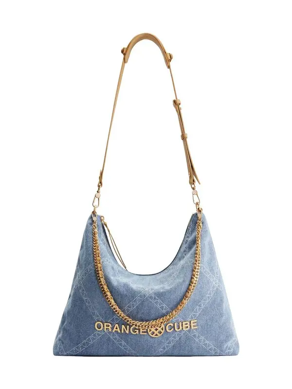 ORANGE CUBE Metropolitan Crossbody Bag In Denim - Blue