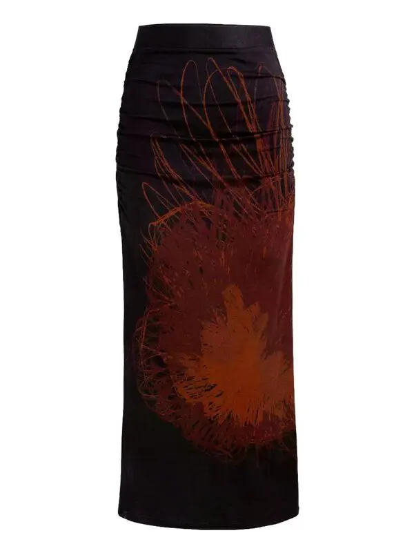 Silvia Tcherassi Ruched Printed Midi Skirt - Blue