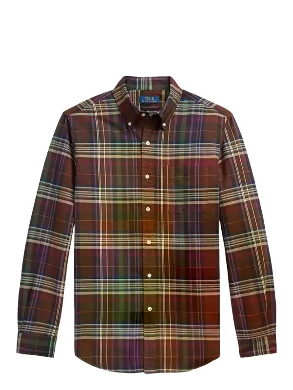 Polo Ralph Lauren Custom-fit Plaid Oxford Shirt - Brown