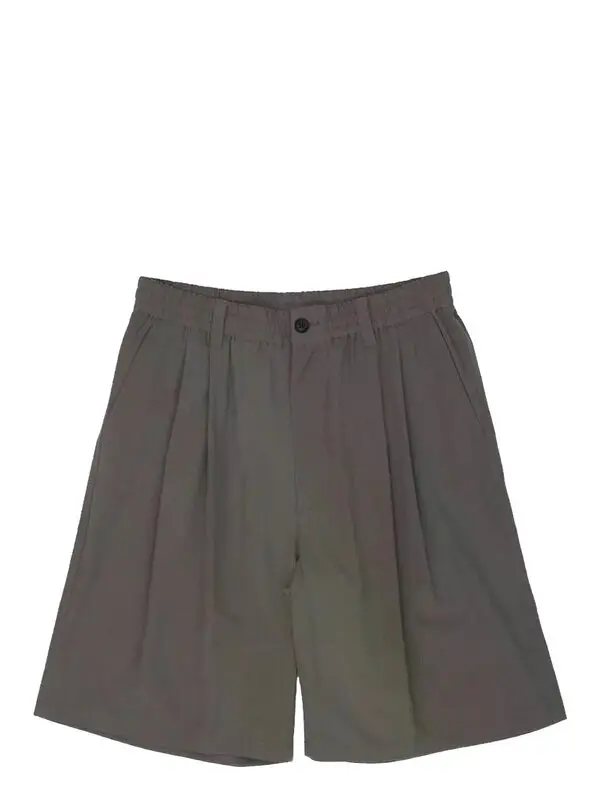 YOKE Pleated Wool Shorts - Brown
