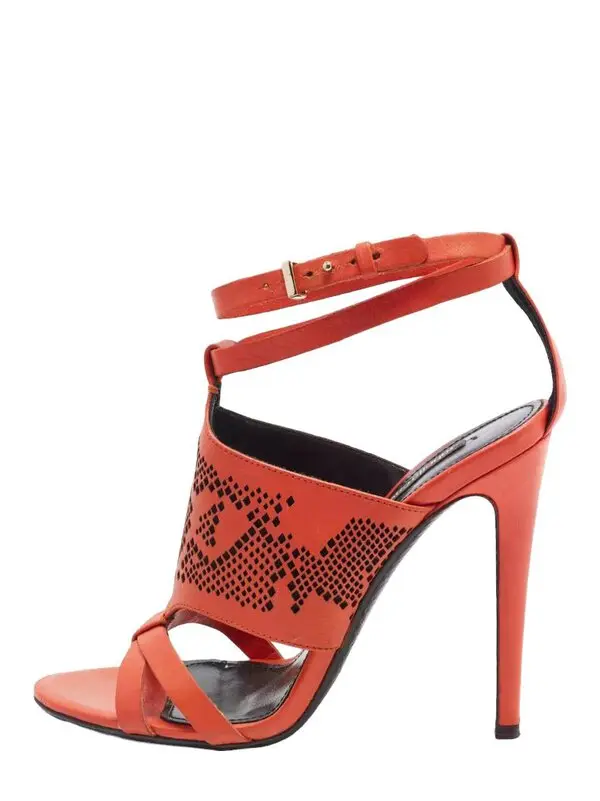 Roberto Cavalli Laser-cut Ankle-strap Stiletto Sandals - Orange