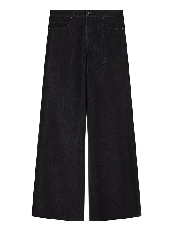 Armani Exchange Oversized Fit Denim Trousers With Metallic Yarn - Black
