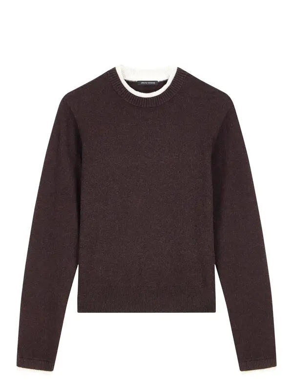 Armani Exchange Regular Fit Viscose And Cashmere Pullover - Brown