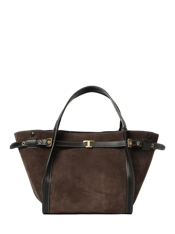 TOD'S Buckled Suede Shoulder Bag - Brown