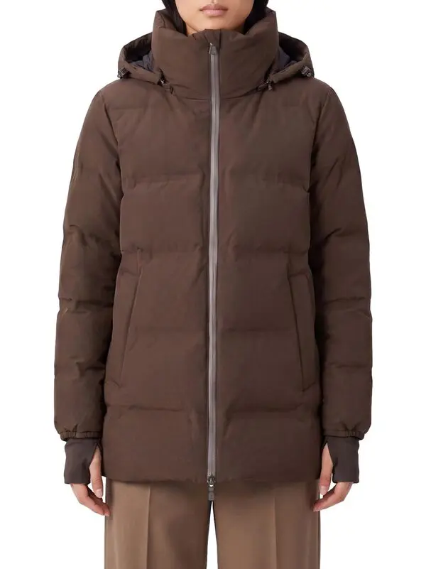 Herno A-shape Short Down Jacket In Quilted Nylon With Removable Hood - Brown