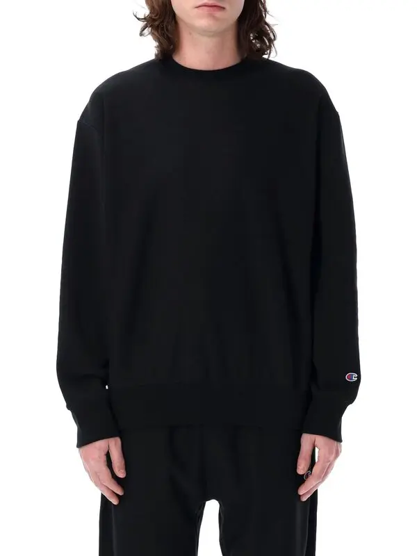 Champion Cotton Crewneck Sweatshirt With Dropped Shoulders - Black