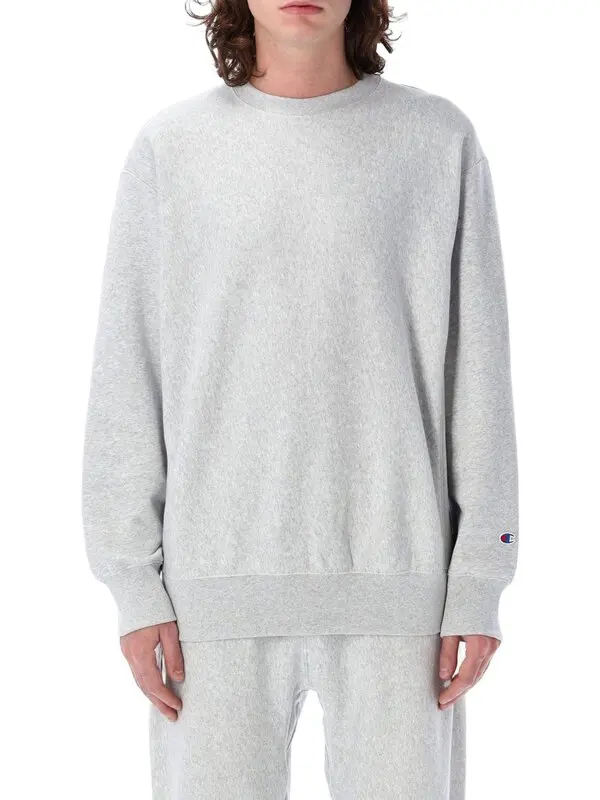 Champion Cotton Crewneck Sweatshirt With Dropped Shoulders - Grey