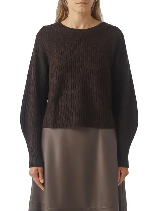 Max Mara Virgin Wool Crew Neck Sweater - Dark