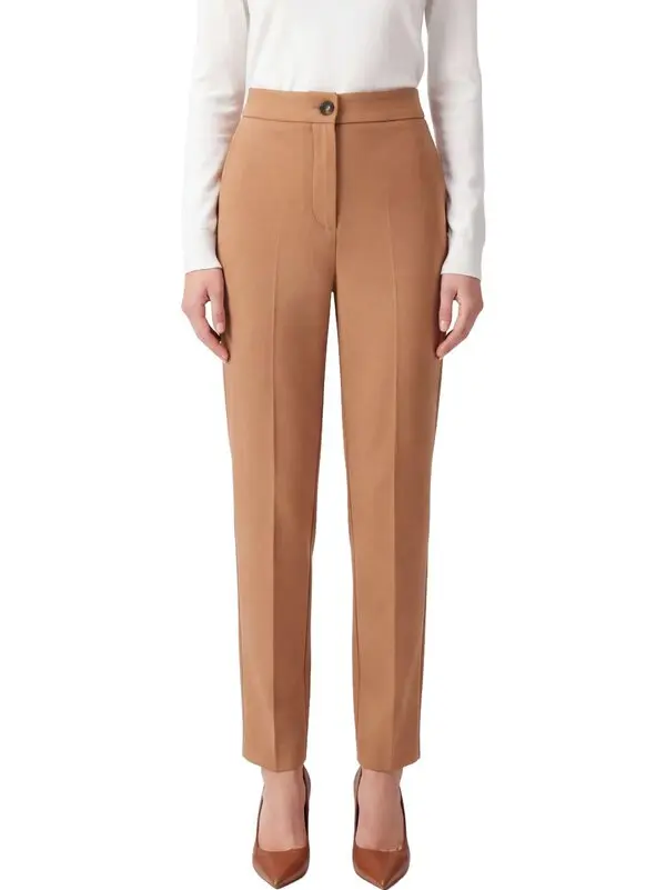 Max Mara Mid-rise Slim-fit Cropped Technical Jersey Pants - Hazel