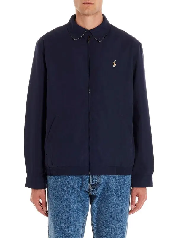 Polo Ralph Lauren Polyester Bomber Jacket With Embroidered Pony Logo - Blue