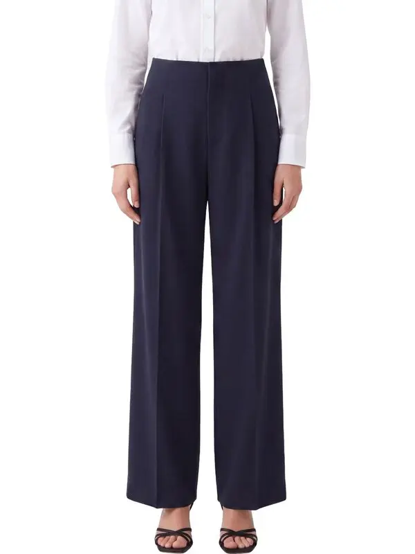 Alberta Ferretti High-waisted Pleated Stretch-viscose Wide-leg Trousers - Black